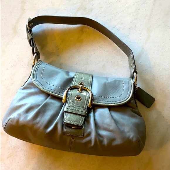 Coach | Bags | Coach Gray Leather Shoulder Purse | Poshmark